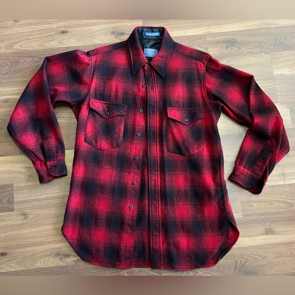 Pendleton | Shirts | Vintage Pendleton Men Red Black Buffalo Plaid Shirt Jacket Size M Wool Usa ...